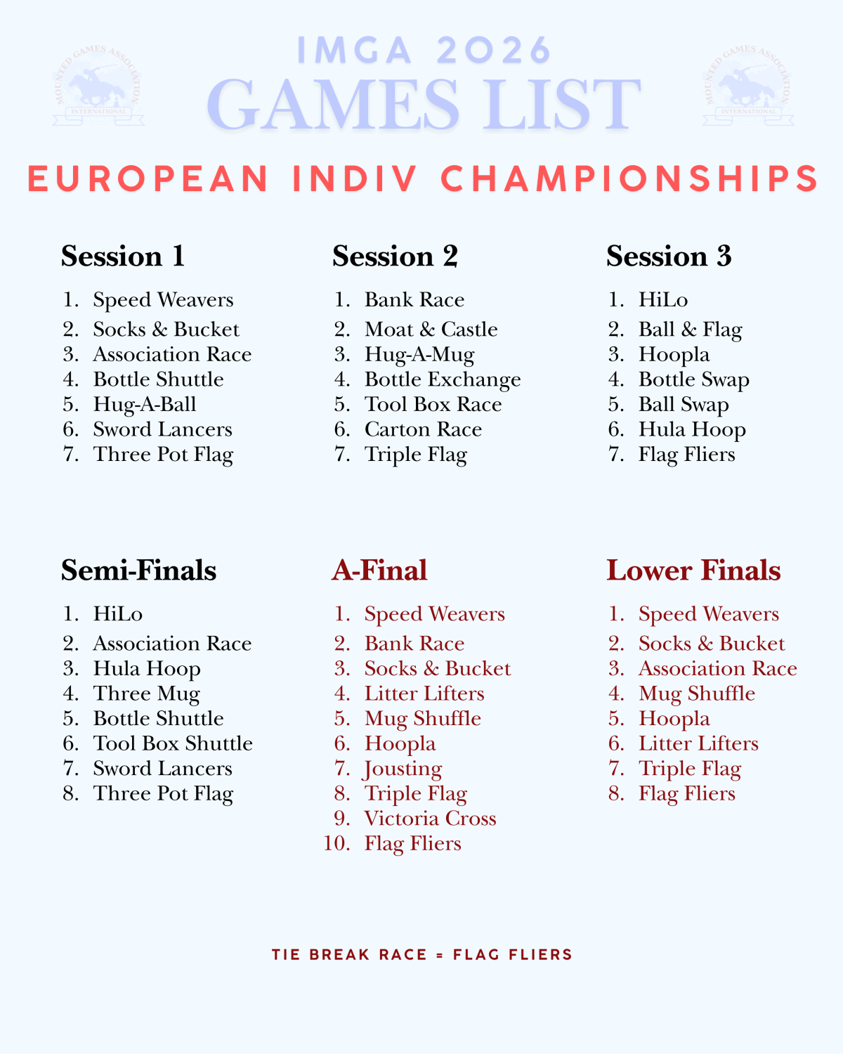 IMGA COMPETITIONS 2026 GAMES LIST - IMGA International Mounted Games ...