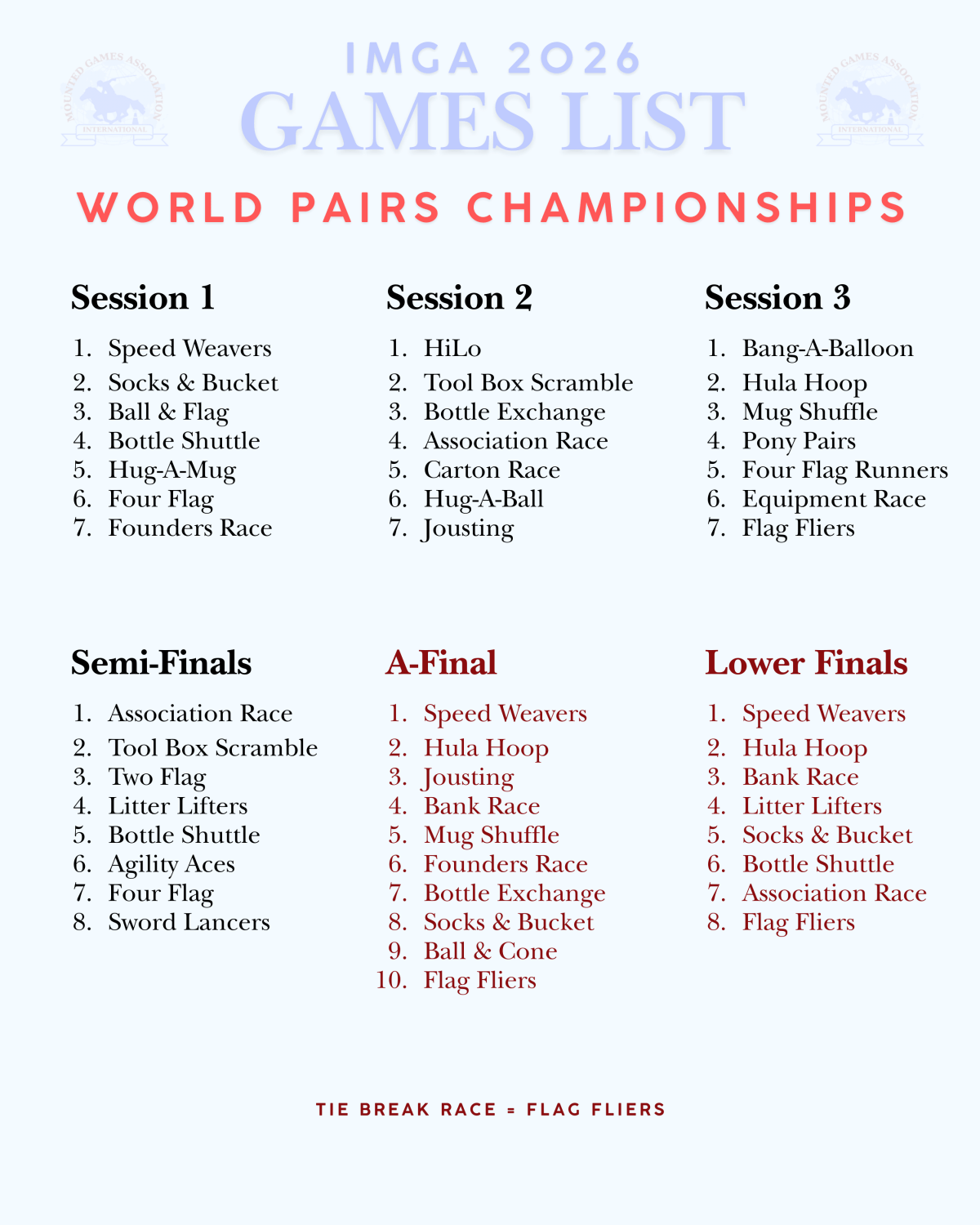 IMGA COMPETITIONS 2026 GAMES LIST - IMGA International Mounted Games ...